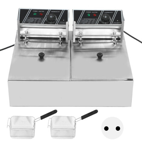 Friggitrice elettrica doppio cilindro doppio cestello da appoggio in ...