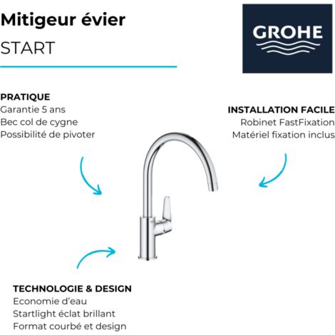 GROHE Start Curve Quickfix grifo de cocina cromo + microfibra