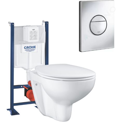 Inodoro suspendido sin aro + asiento + Estructura soporte + Mando de WC ...