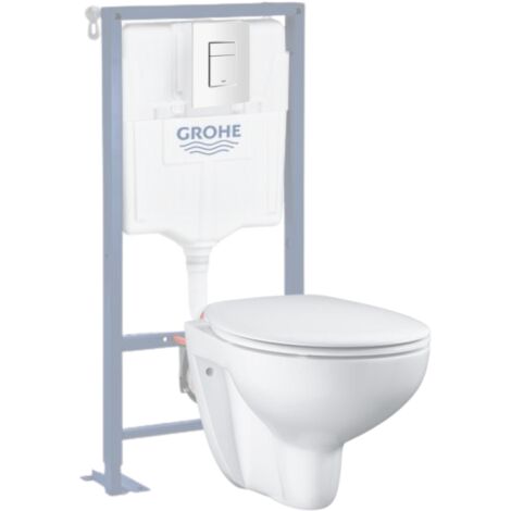 Conjunto inodoro Bau Ceramic Slim sin borde + asiento + estructura ...