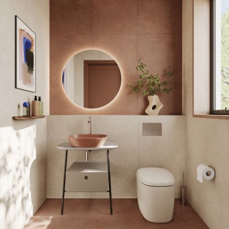 Lavabo sobre encimera VITRA Plural VitrA Clean, color tierra roja mate