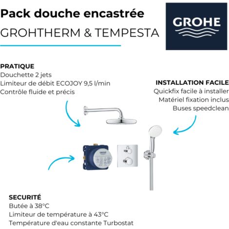 GROHE Grohtherm Tempesta 210 set de ducha empotrado con limpiagrifos ...