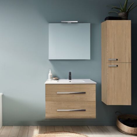 Mueble lavabo Ola Up de roble 100 cm JACOB DELAFON con espejo y foco