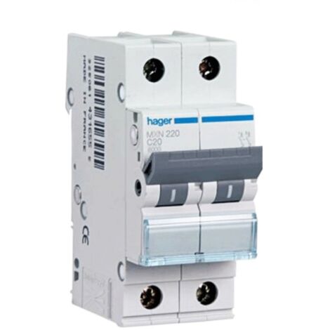 Interruttore magnetotermico Hager 2P 20A 4,5KA C 2 moduli MYN220