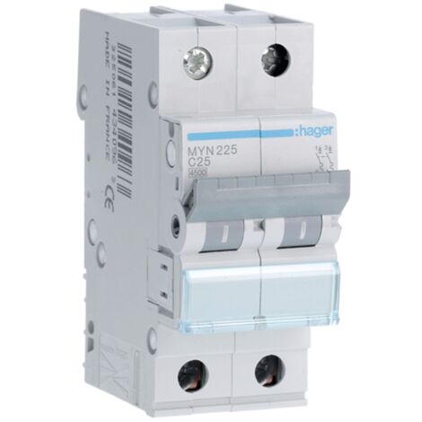 Interruttore magnetotermico Hager 2P 25A 4,5KA C 2 moduli MYN225