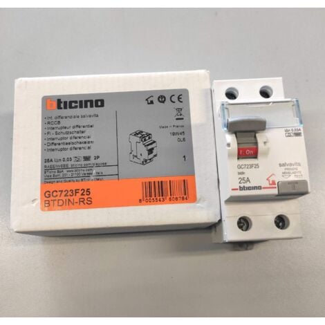 Interruttore differenziale Bticino salvavita 2P 25A 30MA F GC723F25