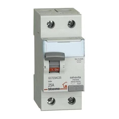 Interruttore differenziale Bticino salvavita 2P 25A 30MA F GC723F25
