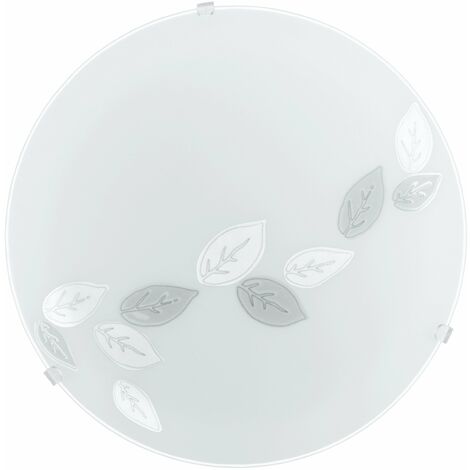 Wall Flush Ceiling Light White Shade Leaf Design Satin Glass Bulb E27 1x60W