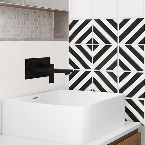 Sticker adhésif noir géométrique, 6 pièces, 15x15 cm - Déco intérieure ...
