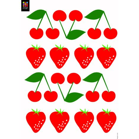 Sticker autocollant fruits rouge, 15x18,5 cm, x2, pour déco et ...