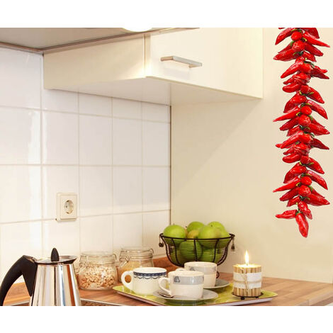 Sticker mural 3D autocollant, déco murale 48x68cm, grappes de piment ...