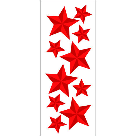 Sticker autocollant Noël, 24 cm X 68 cm, étoiles rouges pour décorer ...