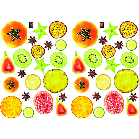 Sticker mural autocollant déco fruits exotiques, 48x68cm - Décorez ...