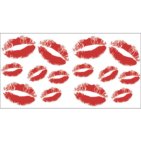 Lot de 2 Stickers Autocollants Décoratifs Trace de Rouge à Lèvre, 10 ...