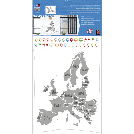 Sticker Autocollant Europe 48x68cm - Décorez votre intérieur avec la ...
