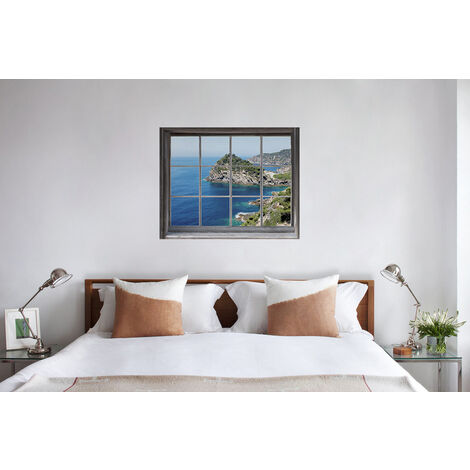 Sticker Fenêtre 3D Mer & Rochers, 60x75cm - Déco Trompe l'Oeil pour ...