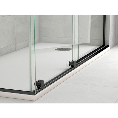 Mampara Ducha Rectangular Frontal Corredera 1 Puerta 1 Fijo Cristal ...