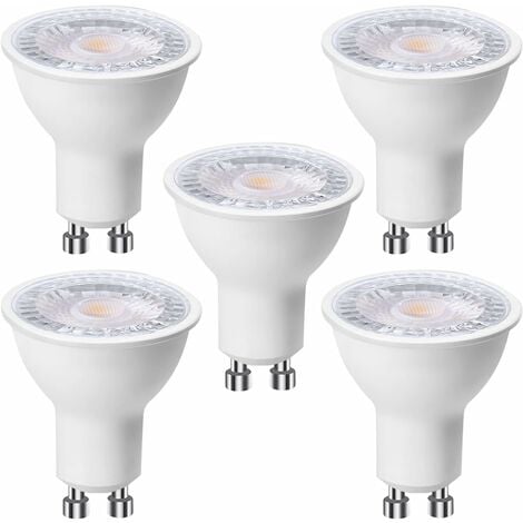 Lot de 5 ampoules LED GU10 6 W (équivalent à 60 W), Blanc Chaud 3000K 500 lumens, Ampoule led ...