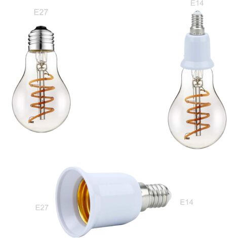 4x Douille de Lamp Adaptateur E14 à E27 en BLANC - Jeu de 4 reformatage ...
