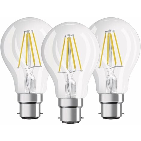 Lot de 3 Ampoules LED Filament Standard - Culot B22 - 6 W Equivalent 60 W - Blanc Chaud 2700K ...
