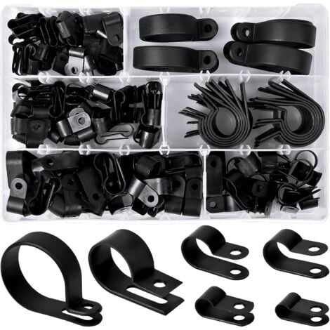 200 Stück Pinces en Plastique en Nylon R Clips Colliers de Fixation de Tubes, 6 Tailles 3/16'' 1 ...