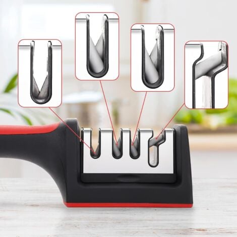 Aiguisoir à couteaux, Aiguisoir manuel à 3 niveaux pour couteaux de chef pour la cuisine ...