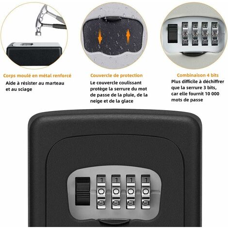 Boîte à Clé Sécurisée Exterieur, Boite a Clefs Murale de avec Code à 4 ...