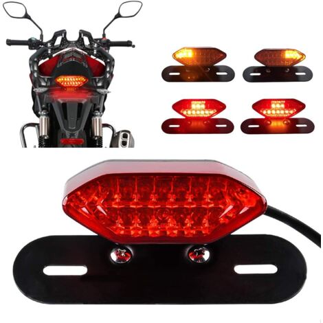 20 LED Feu arrière de Moto Intégré Moto Feu de Frein à LED&Clignotant ...