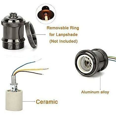 Edison Douille De Lampe E27 Vintage Adaptateur Lumière Socket Rétro Lustre Sans Fil En Céramique ...