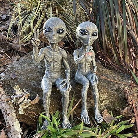 Alien Statuette,Lot de 2 Statues D'alien de l'espace,Extra Terrestre ...