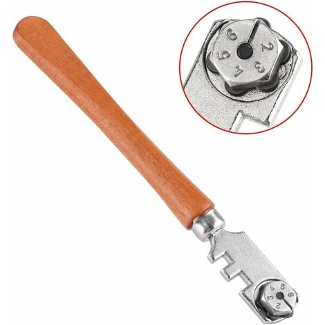 Coupe-verre 130MM Professional Six Wheel Glass Cutter Craft Kit de coupe outil avec poignée en bois