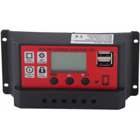 Contrôleur de Charge Solaire PWM Automatique 12 V/24 V, avec écran LCD, Double Port USB ...