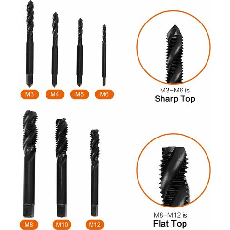 7 pièces Tarauds à filetage hélicoïdal en nitrure, HSS 6542 taraud à ...