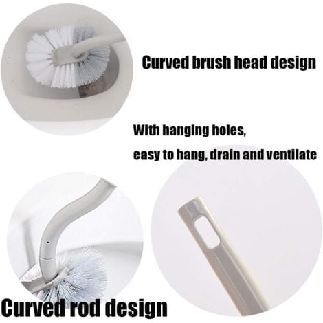 Brosse de Rechange Brosses à WC, Brosse de Toilette en Plastique à Long Manche avec Poils ...