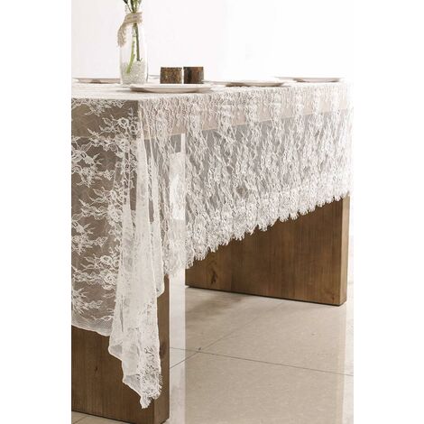 Nappe en Dentelle Blanche 150 300cm en Dentelle Brodée Superposition de ...