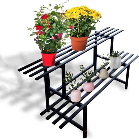 MAKA Fioriera da Esterno Porta Vasi con Grigliato in Ferro, 2 Ripiani ...