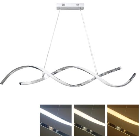 MAKA Lampadario LED a Sospensione Cromato, Altezza Regolabile, 28W ...