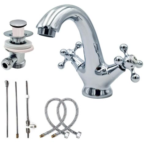 Rubinetto Bidet Vintage con Valvola Universale e Manopole a Fiore