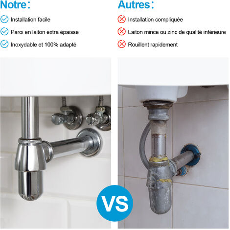 Heilmetz Siphon Universel Lavabo, Siphons Réglables en Hauteur pour ...