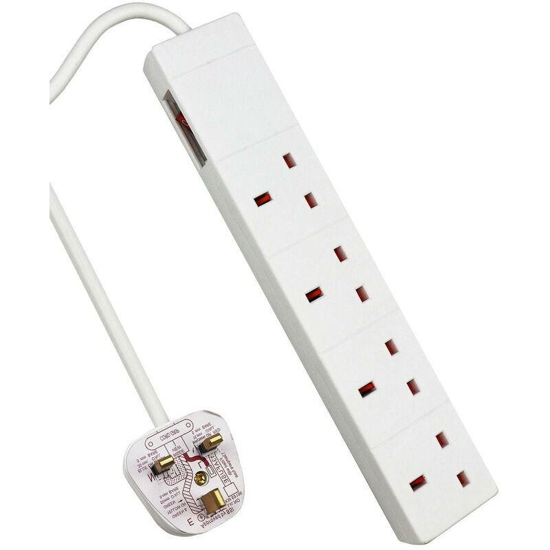 4 Gang Indicator Side Switched Extension Lead 2M, 13A