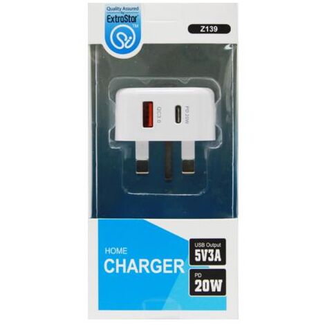 Fast Charging 5V 3A USB+Type-C Home Plug Charger
