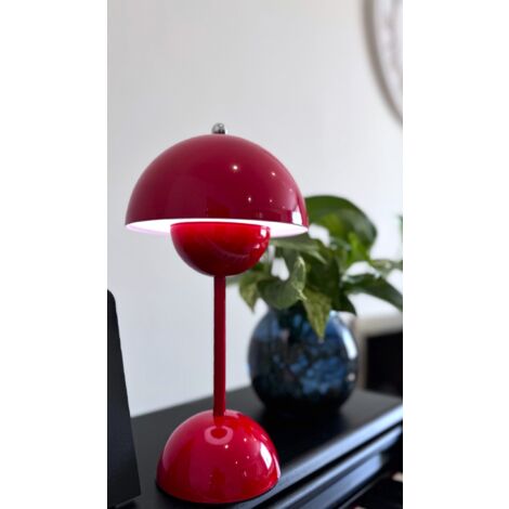 LED Desk Lamp Rechargeable, Flower Shape, 3 Color Change Dimmable, Red
