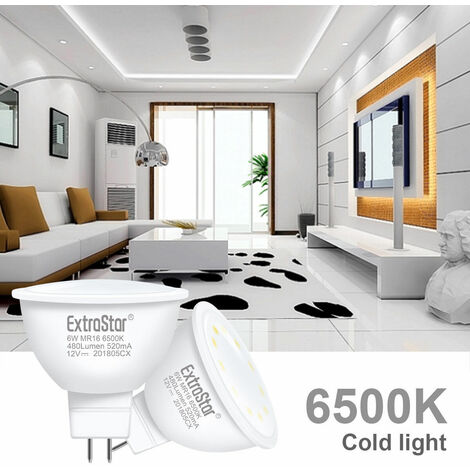 6W LED Light Bulb MR16 (50 x 53 mm), 6500K Daylight (Pack of 6)