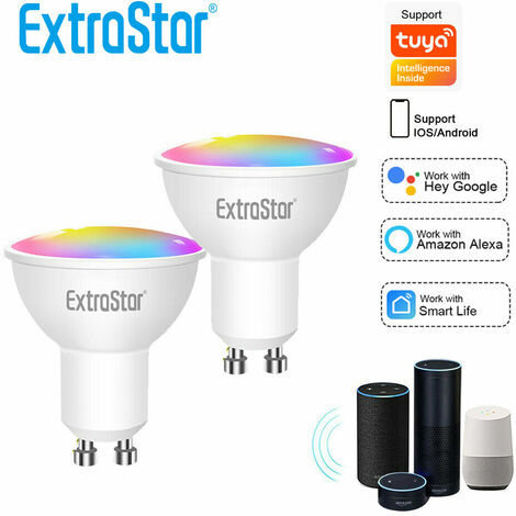 ExtraStar Smart Dimmable GU10 6W LED Wi-Fi Colour Control Light Bulb ...