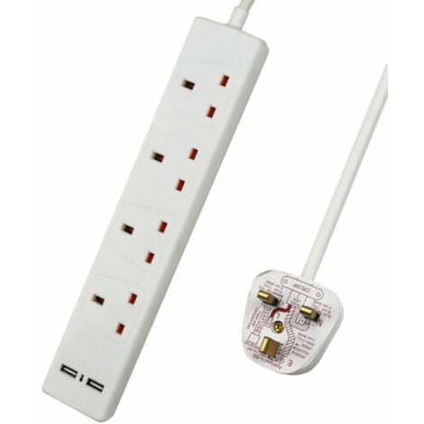 4 Gang built-in USB Extension Lead 1 M 13A