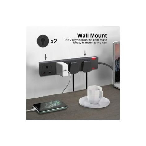 4 Way Socket with Cable 5M, Black, with Power Indicator, Child ...