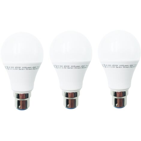 10W LED Ball Bulb B22 Daylight 6500K (Pack of 3)