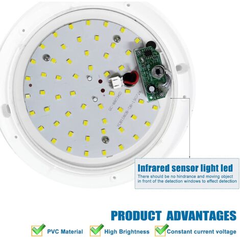 24W LED Infrared Sensor Ceiling Light 1920 Lumen 6500K