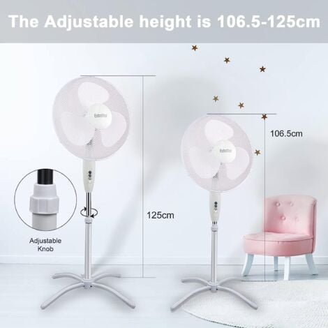ExtraStar 16 Oscillating Pedestal Stand Fan Portable White