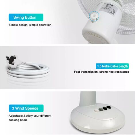 12" Oscillating Desk Fan